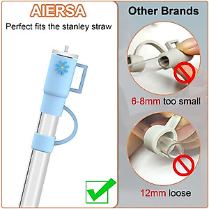 AIERSA 10Pcs Straw Cover Cap for Stanley Cup, Silicone Straw Topper Compatible with Stanley 30&40 Oz Tumbler with Handle