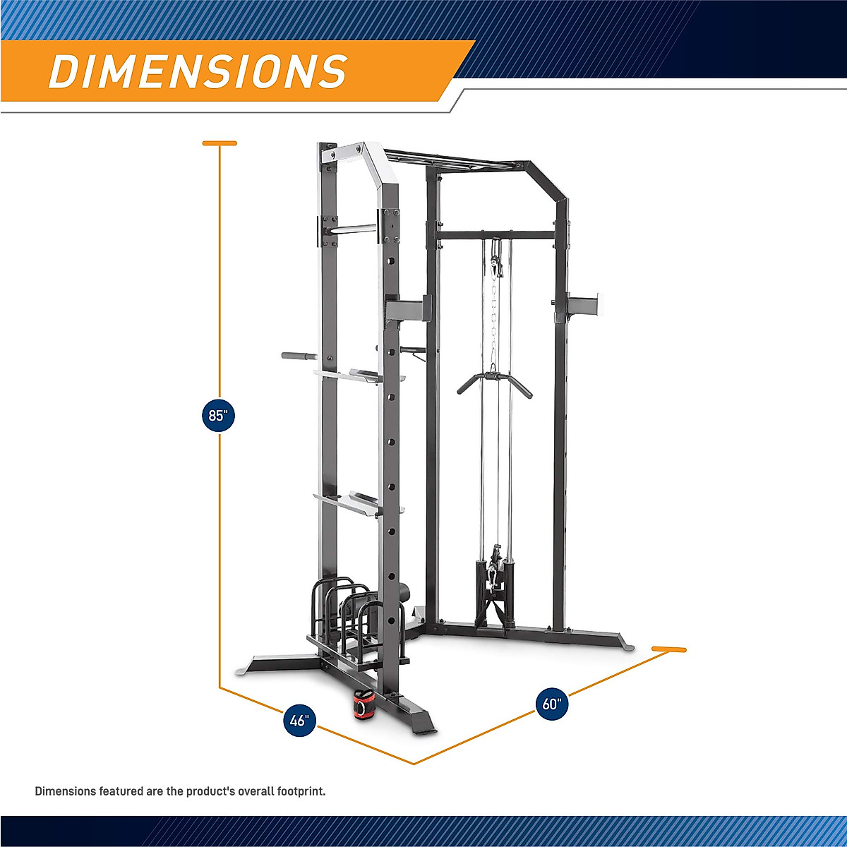 Marcy Olympic Multi-purpose Strength Training Cage with Pull Up Bars/Adjustable Bar Catchers and Pulley SM-3551