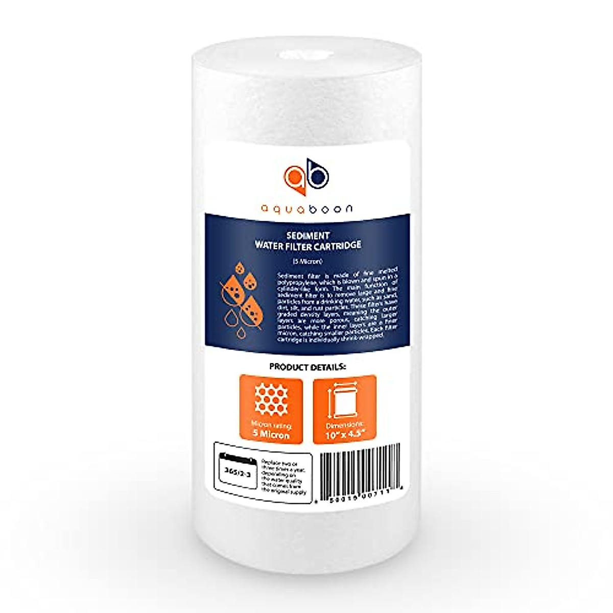 Aquaboon 2-Pack Universal Whole House 5 Micron 10 x 2.5 inch Cartridges Coconut Shell Water Filter Cartridge & Aquaboon 1-Pack of 5 Micron 10" Sediment Water Filter Replacement Cartridge