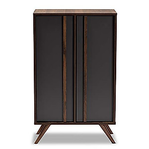 Baxton Studio Shoe Cabinets, Grey/Walnut