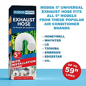 Modda Exhaust Hose for Portable Air Conditioner - 5 Inch Diameter - Universal - Flexible Counter-Clockwise AC Exhaust Hose (59 Inch Length)