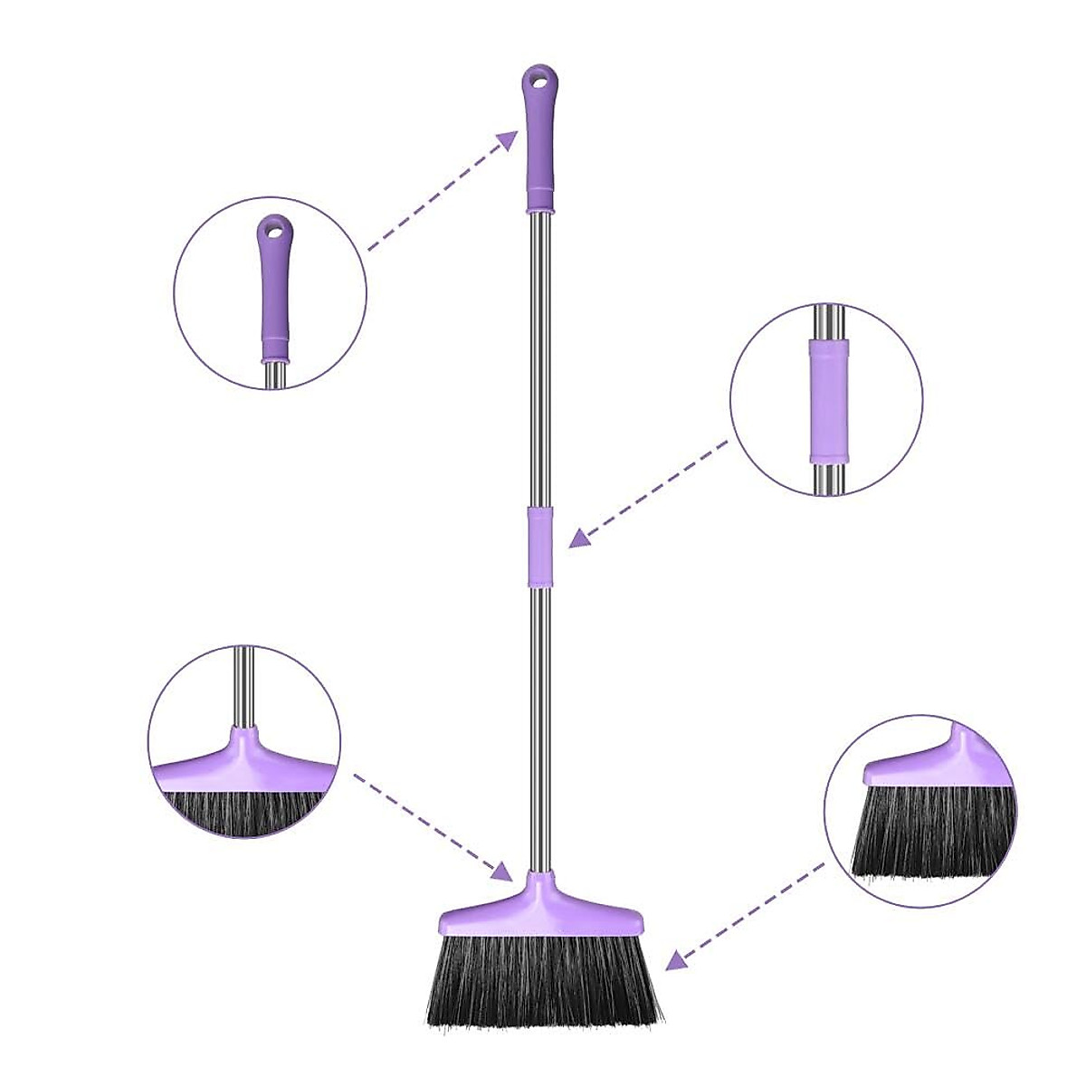 FGY Broom and Dustpan Set for Home, 36" Broom Dust Pan Set for Teen, Broom with Dustpan Combo Set for Home Kitchen Room Office Outdoor Indoor - 3L Capacity, 10" Great Edge
