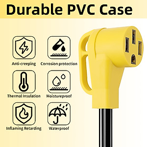 Flameweld Generator Adapter Cord - NEMA L14-30P Twist Lock Male Plug to TT-30R Female with Handle, 4 Prong RV Generator Adapter Cord 10 AWG 12Inches ETL (Orange)