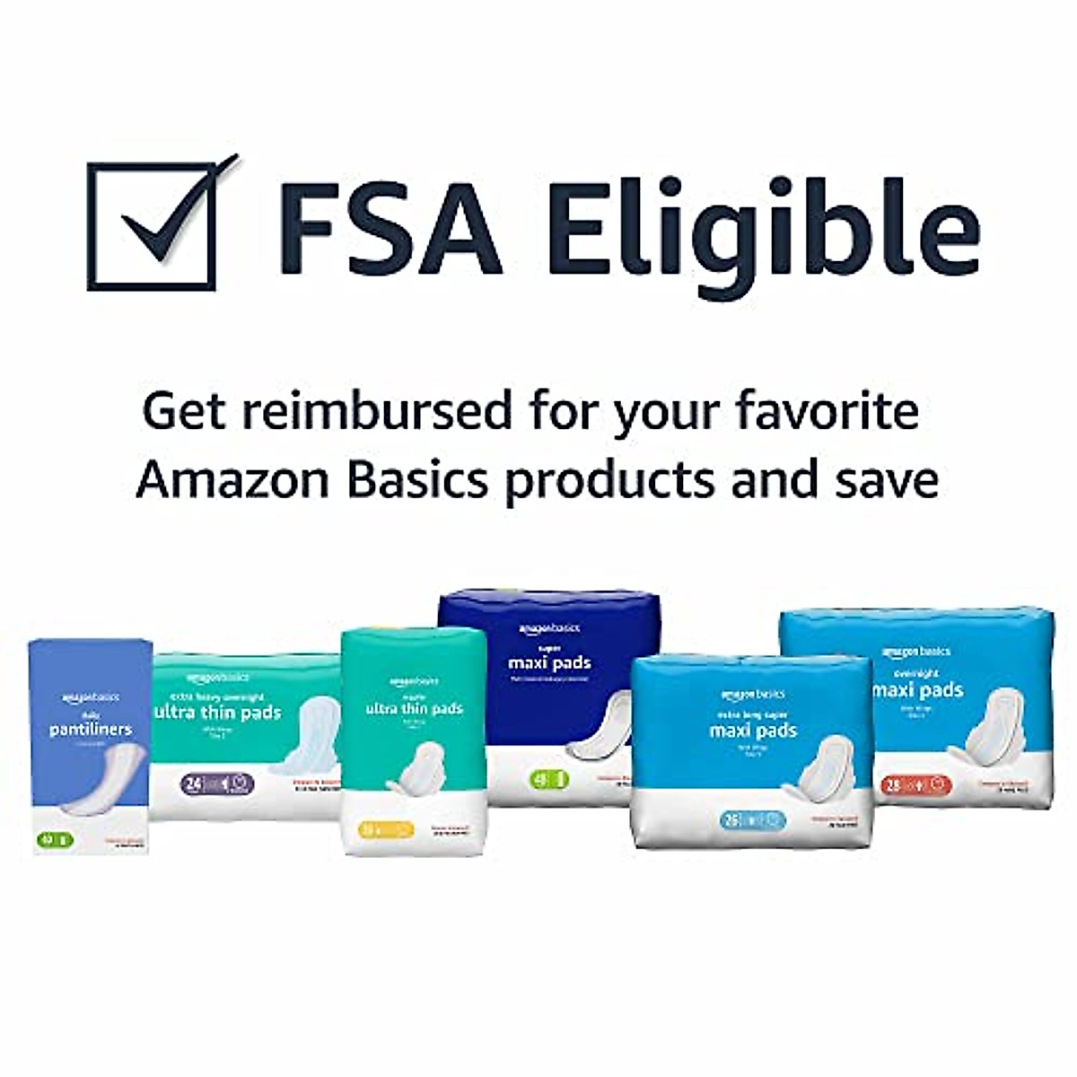 Amazon Basics Maxi Pads For Women- Thick, Super Absorbency, Unscented, 48 Count, 1 Pack (Previously Solimo)