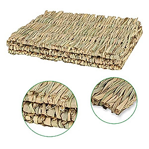 Anyuxin Rabbit Grass Mat - Woven Bed Mat, Bunny Bedding for Small Animals, Natural Straw Woven Bed for Pet Nesting, Nature Hay Mat Chewing Play Toy for Guinea Pig, Hamster, Squirrel and More（3 Pack）