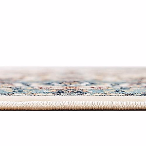 Unique Loom Narenj Collection Area Rug - Leeds (10' Square, Ivory/Blue)