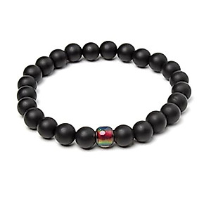 Mens Beaded Bracelets Lava Rock Volcanic Stone Beads for Women Stretch Bracelet Dazzling Shimmer Color Changing Beads Based on Emotions Thermochromic Bead Bracelets 8mm (Matte Black Agate)