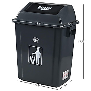 Nicesh 6 Gallon Plastic Swing Lid Garbage Can, Office Trash Can with Swing Top Lid, 4-Pack