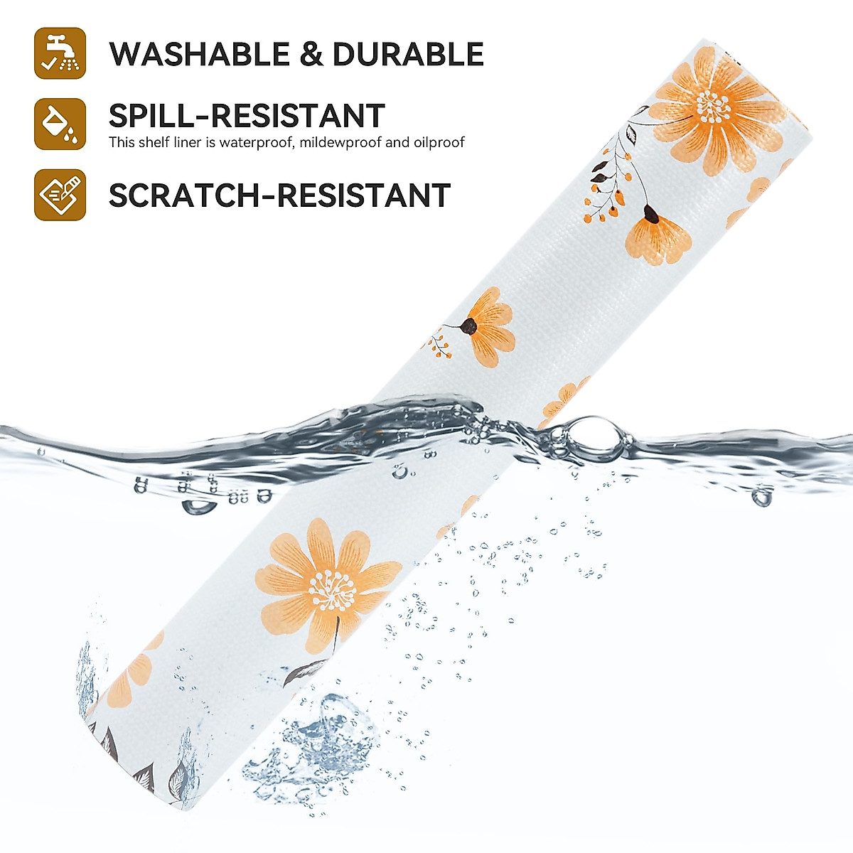 RAY STAR Shelf Liner, 12 Inch x 10 Feet Non Adhesive Daisy Floral Printed Cabinet Liner for Pantry Drawer Vanity, Strong Grip Non Slip Waterproof, Shelf Liners for Kitchen Cabinets Organization