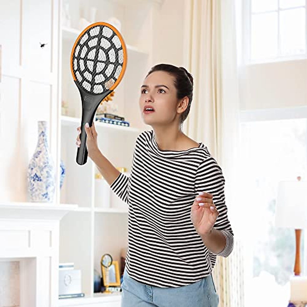 BLACK+DECKER Electric Fly Swatter- Fly Zapper- Tennis Bug Zapper Racket- Battery Powered Zapper- Electric Mosquito Swatter- Handheld Indoor & Outdoor- Non Toxic, Safe for Humans & Pets