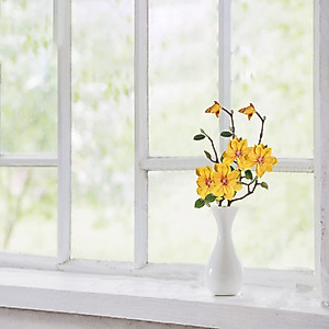 XHXSTORE 2pcs Magnolia Flowers Stems Fake Yellow Flowers Real Touch Flower Artificial Flowers Stems with Leaves for Vase Floral Arrangement for Wedding Table Centerpieces Home Office Garden