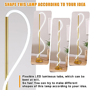 DEC LUCE DECOLUCE LIGHTING Modern LED Gold Floor Lamp, Flexible DIY Modeling Tall Standing Lamp, 35W/2700lm Ultra Bright White Light Corner Floor lamp for Bedroom, Living Room, Office
