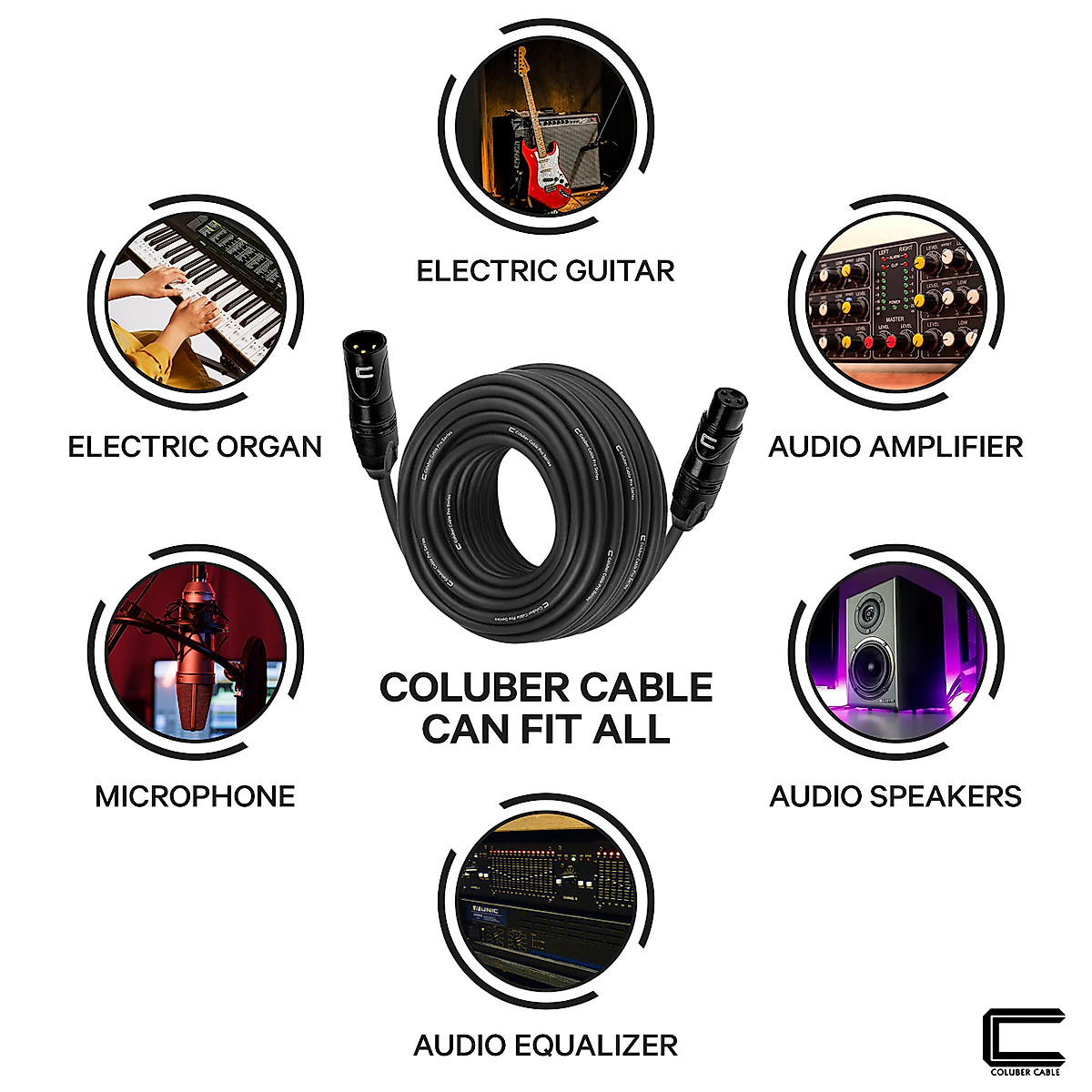 Balanced XLR Cable Male to Female - 0.5 Feet (6 inches) Black - Pro 3-Pin Microphone Cable Connector for Powered Speakers, Audio Interface or Mixer for Live Performance & Recording