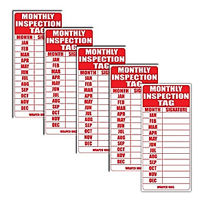 Monthly Inspection Tag 5" x 2" (5 Pack) Self Adhesive Vinyl Sticker Decal Indoor/Outdoor & Water Proof with Gloss UV Protection