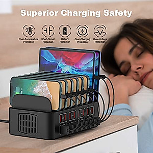 Charging Station for Multiple Devices,Cinlinso 175W/35A 16 Port USB Fast Charging Station,Multi Device Charger Organizer Compatible with iPad,Tablet,Kindle Cell Phone and Other Electronic