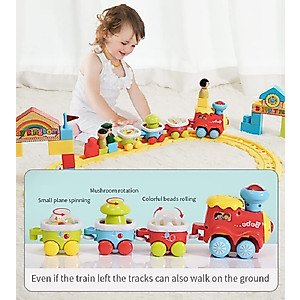 Toy Train Set, Toddler Musical Electric Trains Toy Set with Tracks Building Blocks, Preschool Learning Educational Toys Gift for 12 18 Months Kids 1 2 3 4 5 Year Old Boys Girls
