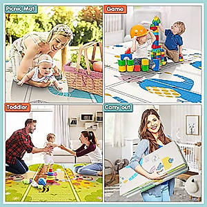 Gimars XL BPA Free 0.6 in Thickest Foldable Baby Play Mat, Waterproof Padded Foam Floor Baby Crawling Mat, Portable Play mat for Babies and Toddlers, Infants,Boys,Girls Indoor Outdoor Use (79" x71")