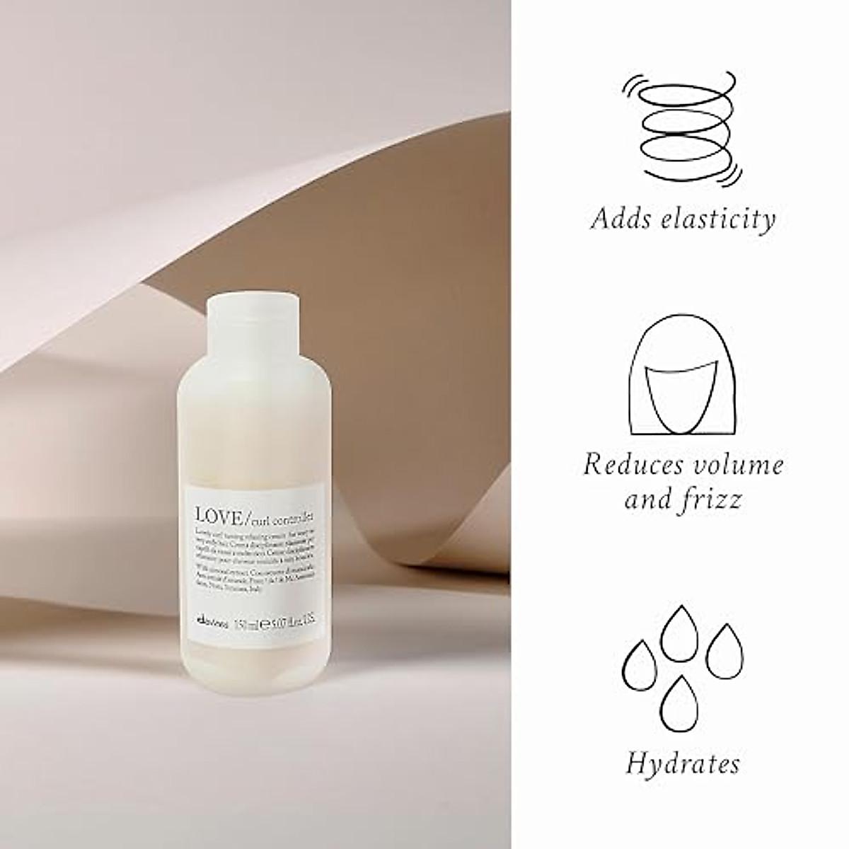 Davines LOVE Curl Controller, Taming And Relaxing Cream For Very Curly And Wavy Hair, Anti-Frizz Curl Defining Formula, 5.07 Fl Oz