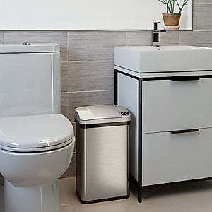 iTouchless 4 Gallon Garbage Fragrance, Touchless Automatic Bin, Perfect for Bathroom and Office Trash Cans with AbsorbX Odor Filter, 4 Gal, 04 Gal Sensor Stainless Steel