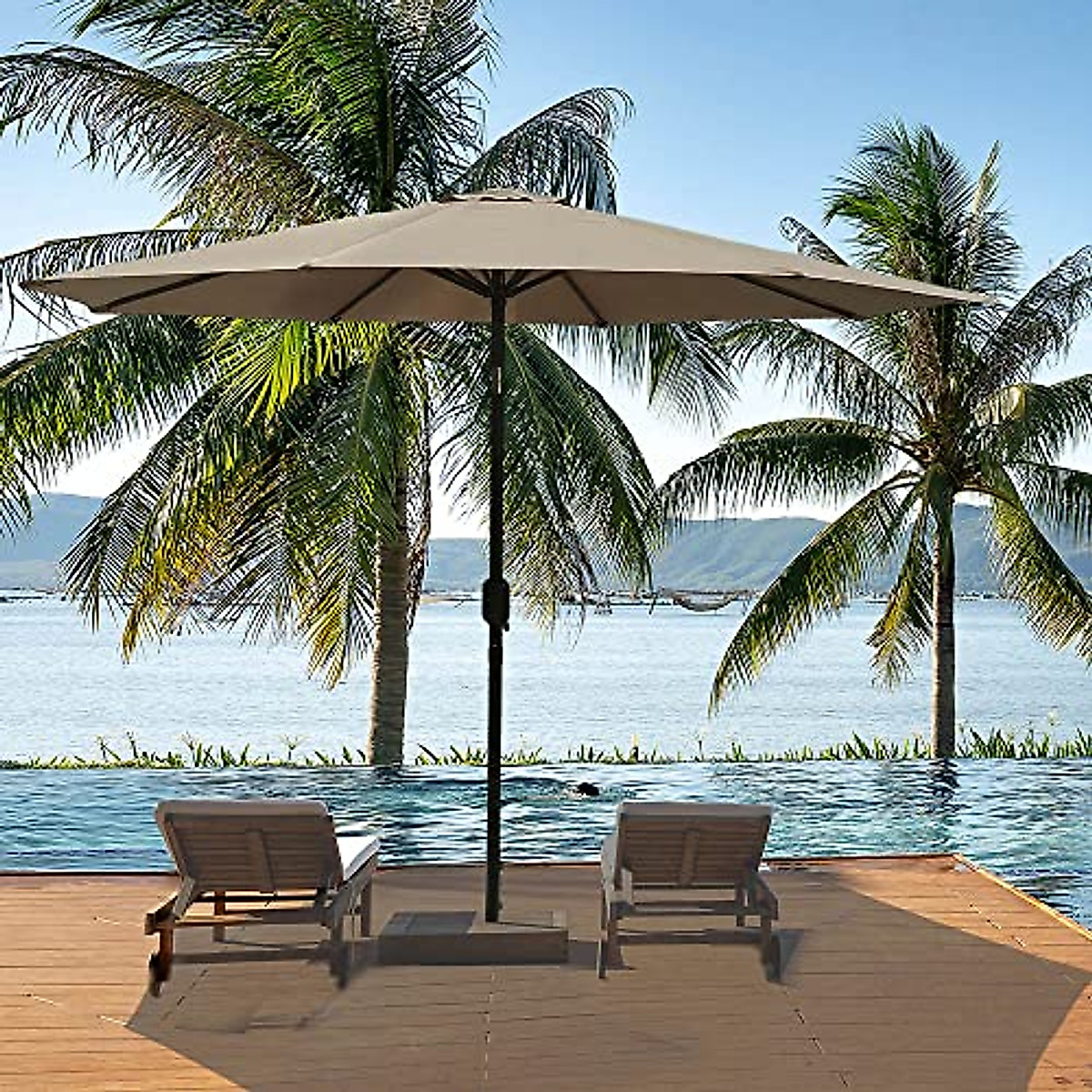 ontheway Patio Umbrella Enhanced Replacement Canopy Market Table 8 Ribs Umbrella Canopy (11FT, Khaki)