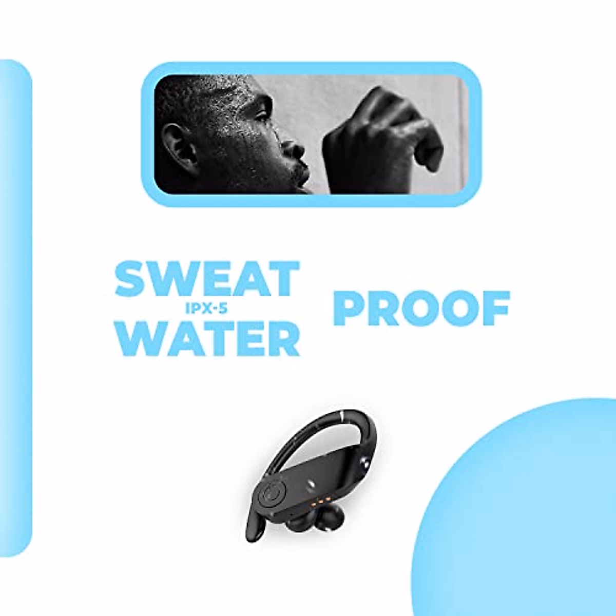 Ardorup Wireless Earbuds for Gym Athletics and Runners - with Waterproof and sweatproof Technology - Men and Women - Grips