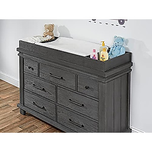 Soho Baby 43065210 Hampton Premium Changing Topper for 7-Drawer Dresser, Wire Brush Canyon Gray Finish
