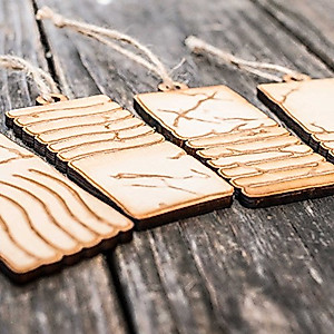 Ornament - Elemental Stones - Set of 4 - Raw Wood 2x4in