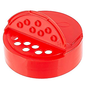 Reluen Set of 2 Spice Jars - 32 Onces Plastic General Use Storage Containers - with Red Dual Shake Lid