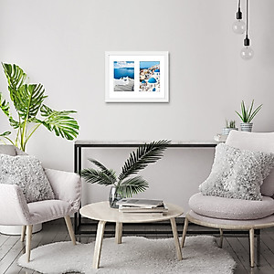 Americanflat 5x7 Double Picture Frame with Shatter-Resistant Glass - Fits Two 5x7 Photos or One 11x14 Picture - Signature Collection - Photo Frame for Wall Display - White