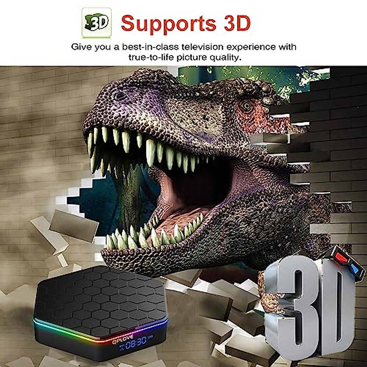 Android TV Box, 4GB RAM 32GB ROM QPLOVE Q18 Boxed TV Android H618 Quad Core Cortex-A53 CPU Mali-G31 GPU 2.4G/5G Dual Band WiFi6 BT5.0 6K 3D HDR10 H265 Smart TV Box