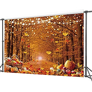 CYLYH 7x5ft Fall Photography Backdrop Autumn Maple Forest Leaves Pumpkin Party Background Thanksgiving Party Supplies Farm Harvest Event Banner Thanksgiving Photo Booth Props CY579