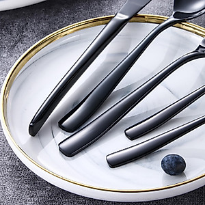 Flatware Sets, 20-Piece Silverware Set, Stainless Steel Home Kitchen Hotel Restaurant Tableware Cutlery Set, Service for 4, Dishwasher Safe (Mirror Finish Black) (Black, 4) (matte black)