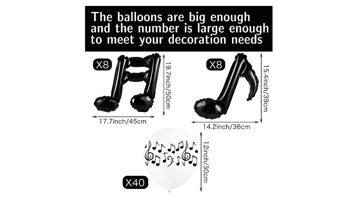Music Note Balloons for Themed Birthday Parties