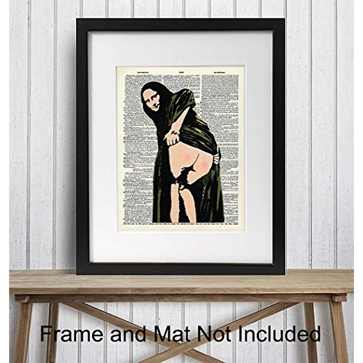 Mona Lisa Graffiti Mural Dictionary Art Print - Vintage Upcycled Wall Art Poster- Modern Chic Home Decor for Bathroom, Bath, Bedroom, Dorm Room - Cool Gift for Banksy Fans, 8x10 Photo Unframed