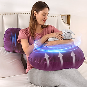 BATTOP Pregnancy Pillows for Sleeping,Maternity Body Pillow with Washable Cover,New Mom Gifts for Women,Support for Back,HIPS,Legs,Belly for Pregnant Women(Dark Purple)