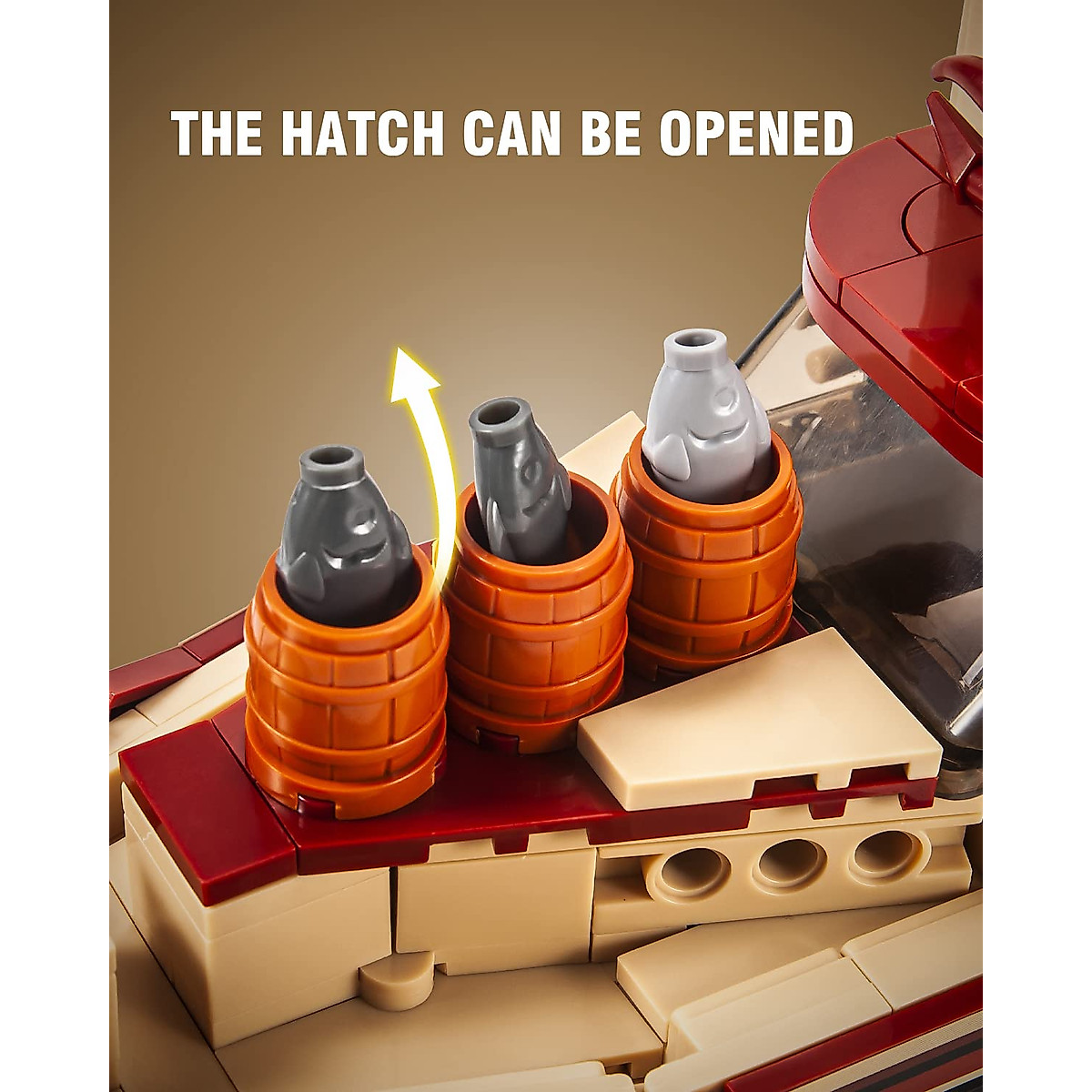 DAHONPA Fishing Boat Shark Ship (592 PCS), City Marine Theme Model Kit with 3 Figures, Educational Toy Gift for Kid and Adult.