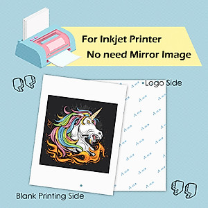 A-SUB Inkjet Printable Iron On Heat Transfer Paper for Dark Fabrics, 20 Sheets 8.5x11 Inch, Make Custom T Shirts, Totes, Bags