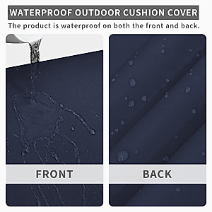 Easy-Going 48x18x3 inch Waterproof Outdoor Couch Bench Cushion Covers Only Replacement Non-Slip Patio Seat Cushion Slipcover with Zipper and Adjustable Straps Navy