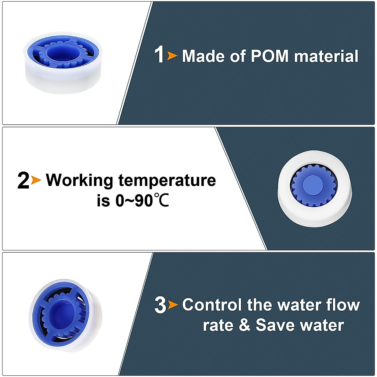 10 Pieces Shower Head Restrictor Water Flow Restrictor 1.5/1.8/2.0/2.5/3.0 GPM Shower Flow Reducer Shower Head Limiter Set for Water Saving Fixed Shower Head or Handheld Shower (14.3 x 13.85 x 5.2 mm)