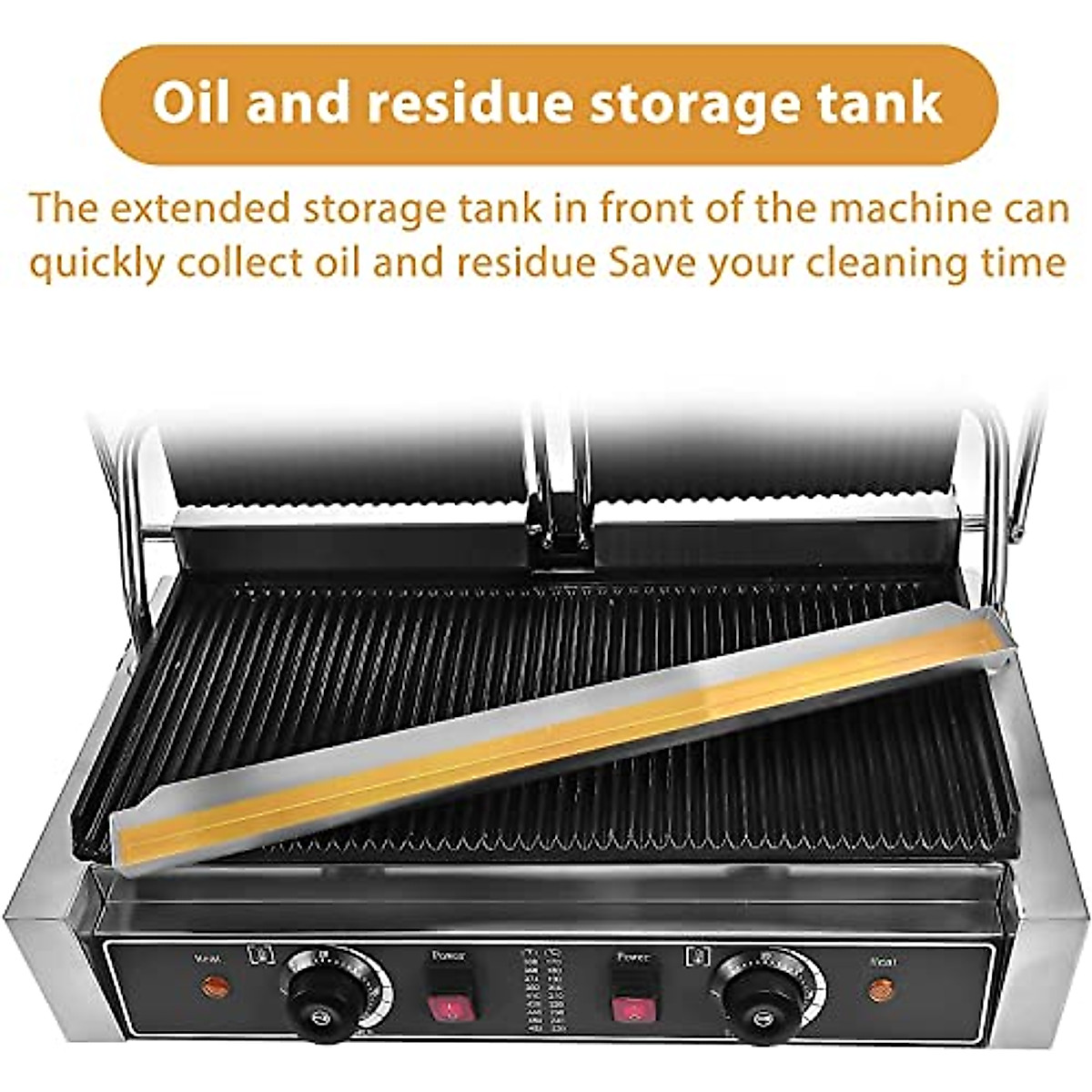 Commercial Sandwich Panini Press,110V 3600W Countertop Panini Grill,Non-Stick Full Grooved Plates Panini Press Grill,Temperature Control 122°F-572°F Electric Sandwich Maker for Hamburgers Steaks