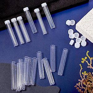 Beadthoven 20Pcs Clear Plastic Tube Bead Containers 76x13.5mm Transparent Storage Container Set Small Bead Organizers with Lids for Jewelry Beads Needle Liquid Dried Flower Storage Tiny Accessories