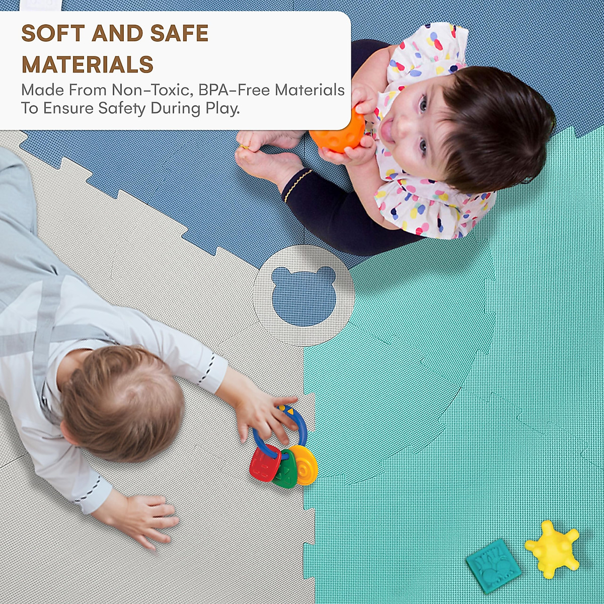 CHILDLIKE BEHAVIOR Premium Foam Play Mat - Baby Floor Mat, Playing Pen Foam Mats for Floor - Tummy Time Playmat Cushion Protection & Crawling Mat Tiles in Playroom - Soft Non-Toxic Play Mats