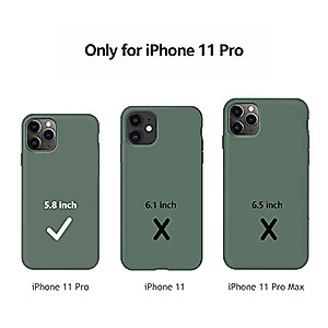 OuXul iPhone 11 Pro Case, Liquid Silicone Phone Case Compatible with iPhone 11 Pro 5.8 inch, Full Body Slim Soft Microfiber Lining Protective Case (Forest Green)