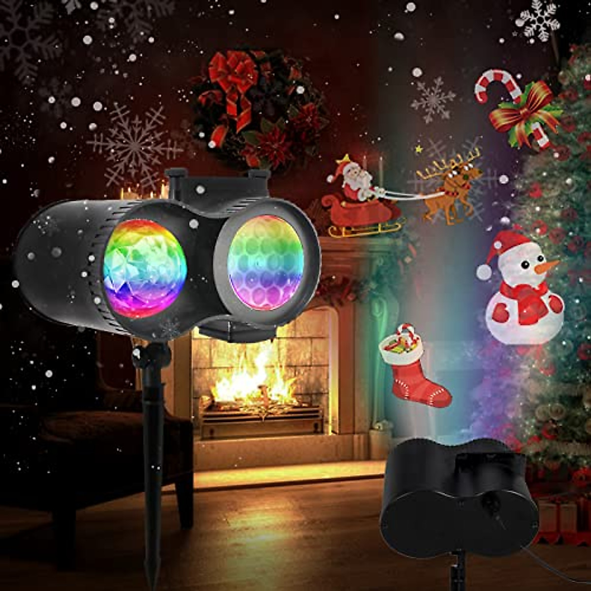 Halloween Christmas Projector Lights Outdoor 2-in-1 Waterproof Ocean Wave Projector Lights 26 HD Effects 3D Pattern & Ocean Wave with RF Remote Control for Xmas Thanksgiving Holiday Party Garden Decor