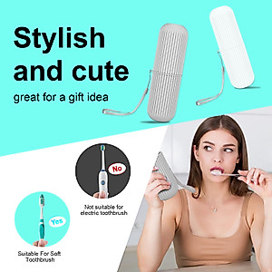 UCEC Toothbrush Case for Traveling, Portable Toothbrush Holders Travel Case, Toothbrush Holders for Travel, Camp, Home, School, Business, Bathroom, 2 Pack (Grey, White)