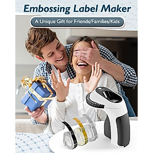 Phomemo Embossing Label Maker, E975 Vintage Retro Embossed Labeler, 3D Old School Label Makers, Handheld Manual Label Maker Machine Printer, Old Fashion Label Maker for Home, DIY & Crafting, Black