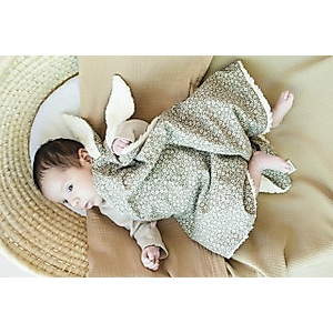 Leyl&Ari Plush Lovey, Bunny Ear Security Blankie, Soft Premium Quality, Gender Neutral Unisex Gift, Made in USA