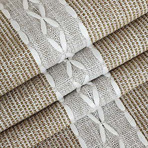 Farmhouse Braided Striped Table Runner Rustic Embroidery Coffee Table Runners for Decorations Weddings Holiday Brown 13x48inch