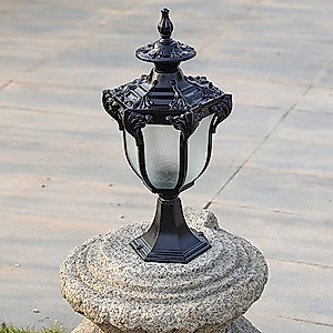 MHCZBGY Home Outdoor Column Headlights Garden Villa Decorative Lamp Aluminum Black Pillar Light Waterproof Column lamp Vertical Yard Column Light Outdoor Column lamp