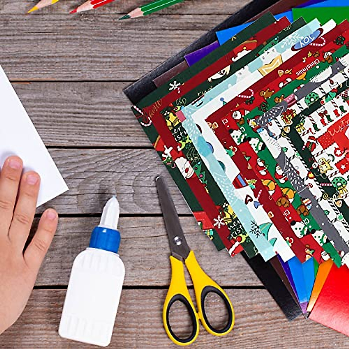 20 Sheets Christmas Fabric Bundles Sewing Craft Square Patchwork Precut Printed Fabric Scraps Quilting Sewing Polyester Fabric for DIY Christmas Stocking Wreath Doll Dress Apron Supply